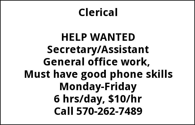 Secretary, 570-262-7489