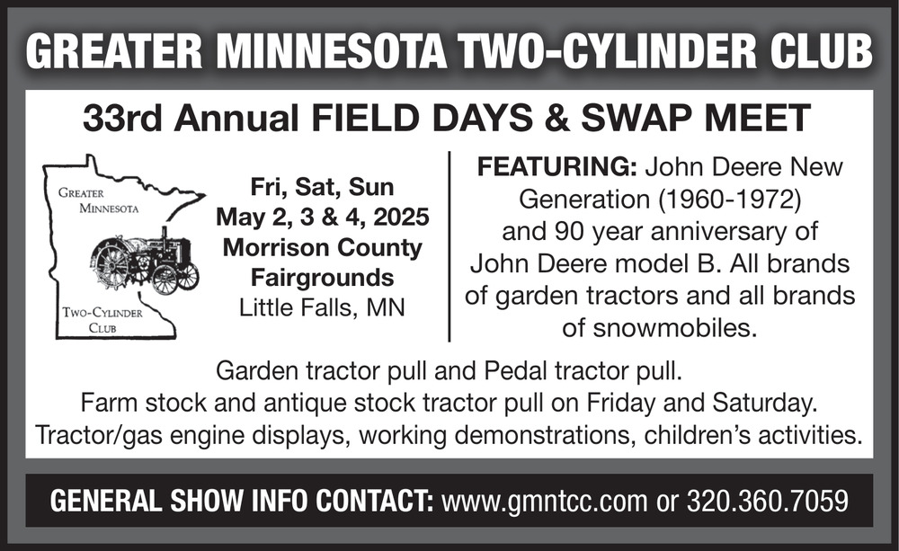 33rd Annual Field Days & Swap Meet, Morrison County - Greater Minnesota ...