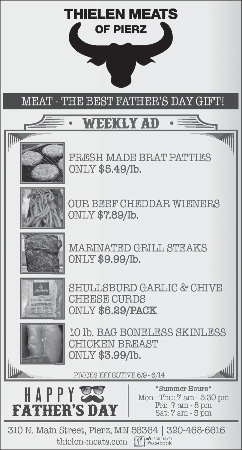 Weekly Sales, Thielen Meats Of Pierz, Pierz, MN