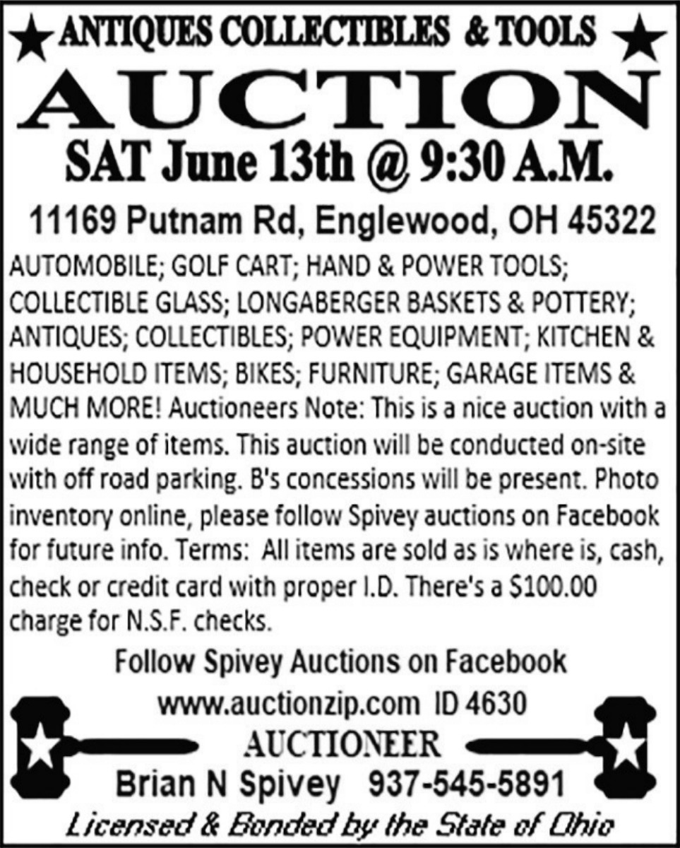 Antiques & Collectibles & Tools Auction, Brian N Spivey, Laura, OH