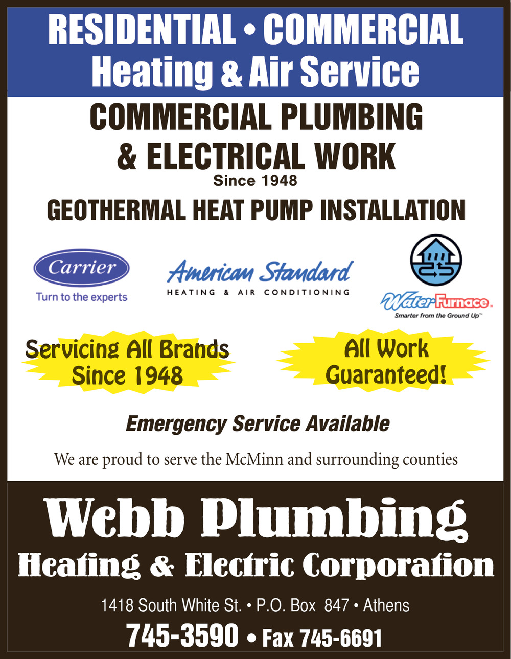 Commercial Plumbing & Electrical Work, Webb Plumbing Heating & Electric ...