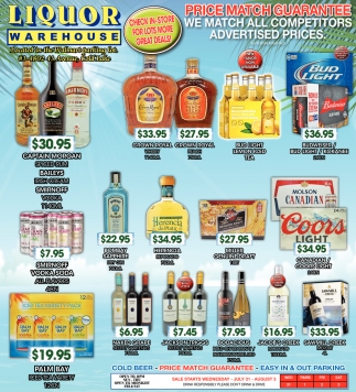 Price Match Guarantee, Liquor Warehouse, Cold Lake, AB
