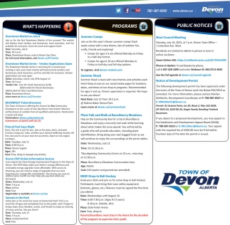 What's Happening, Town Of Devon Alberta, Devon, AB