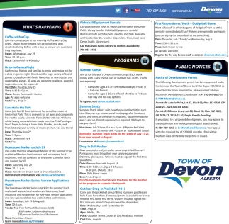 What's Happening, Town Of Devon Alberta, Devon, AB
