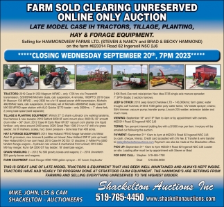Farm Sold Clearing Unreserved Online Only Auction, Shackelton Auctions ...