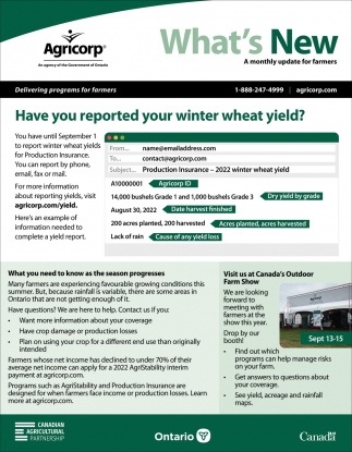 What's New, Agricorp, Guelph, ON