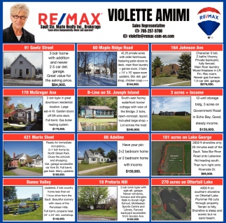 Sales Representative, Re/Max: Violette Amimi , Sault Sainte Marie, ON