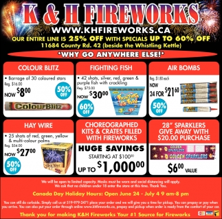 Fireworks, K & H Fireworks, ON